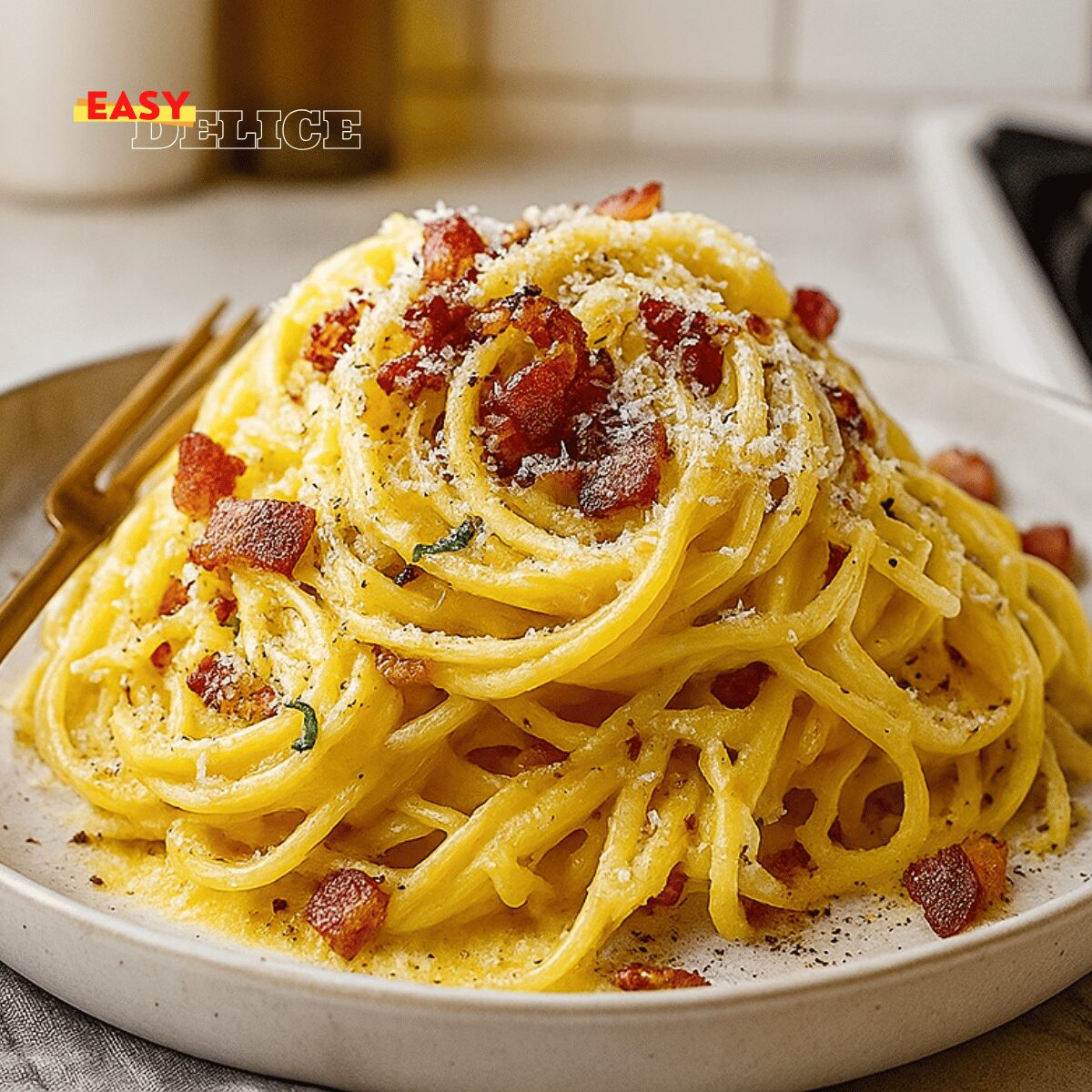 Spaghetti alla Carbonara – Recette Authentique Italienne (Giallo ...